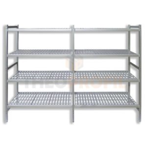 Shelving Unit with 4 levels and 500mm Shelve Depth - INOX - Theoprofil ...