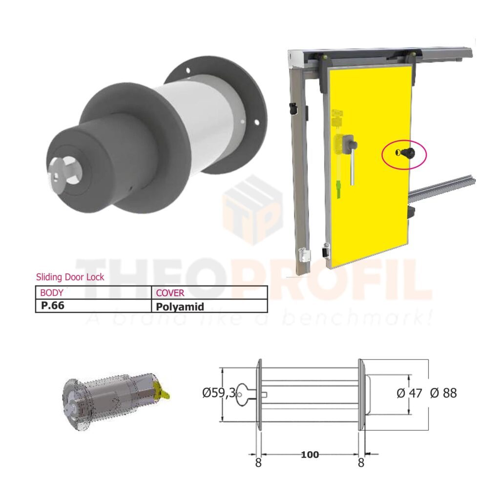 Lock Mechanism for Cold Room Sliding Door 100mm - Theoprofil Cold Rooms